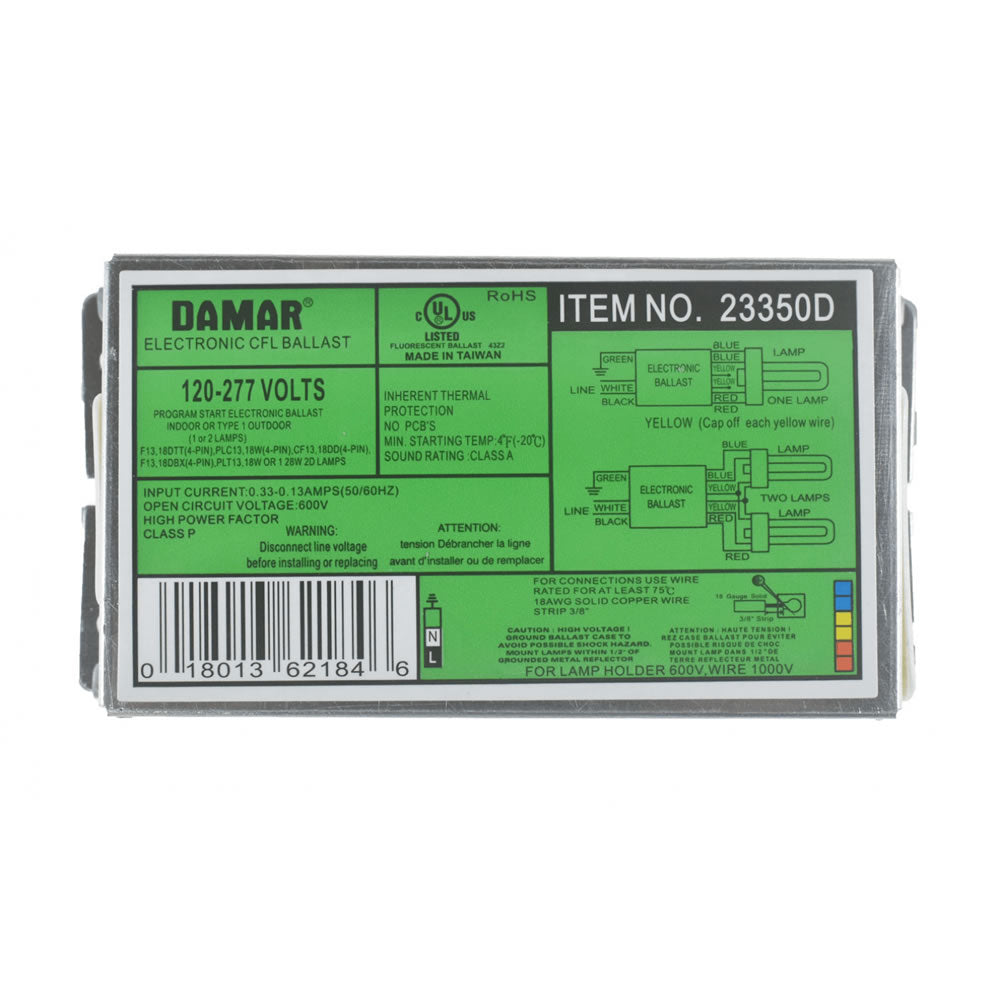 Damar 23350D EL218CF-120/277HF CFL Fluorescent Ballast 120-277V ...