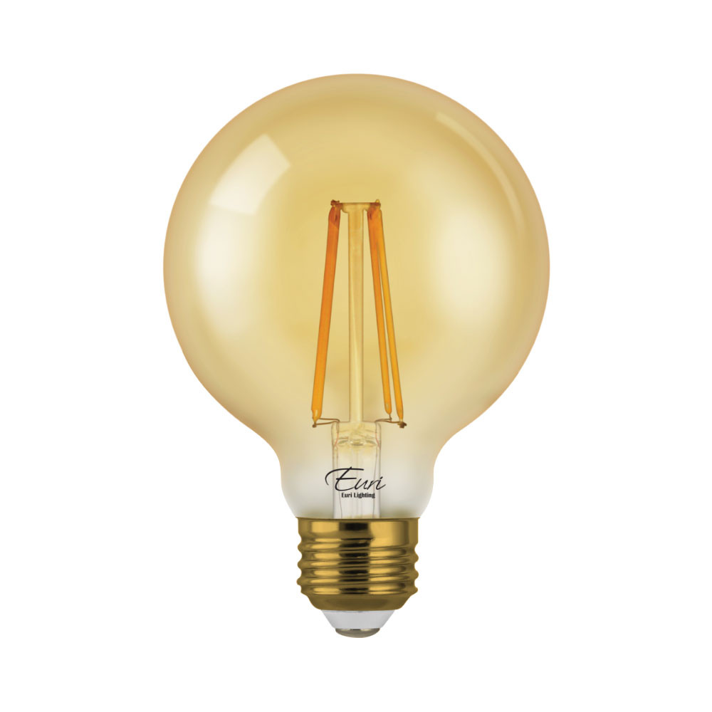 Euri Lighting VG25-3020ea 7 Watt G25 Globe Amber Filament LED 2200K 12 ...